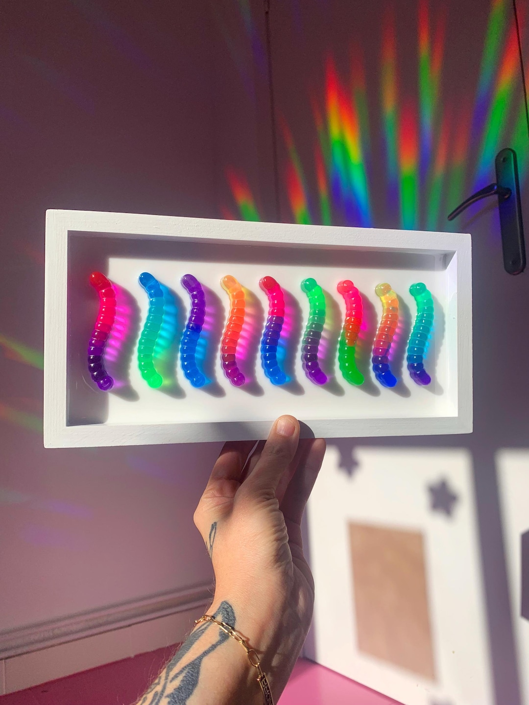 Gummy Worm Wall Art, Retro Candy Art, Resin Fake Food, Dopamine Decor ...