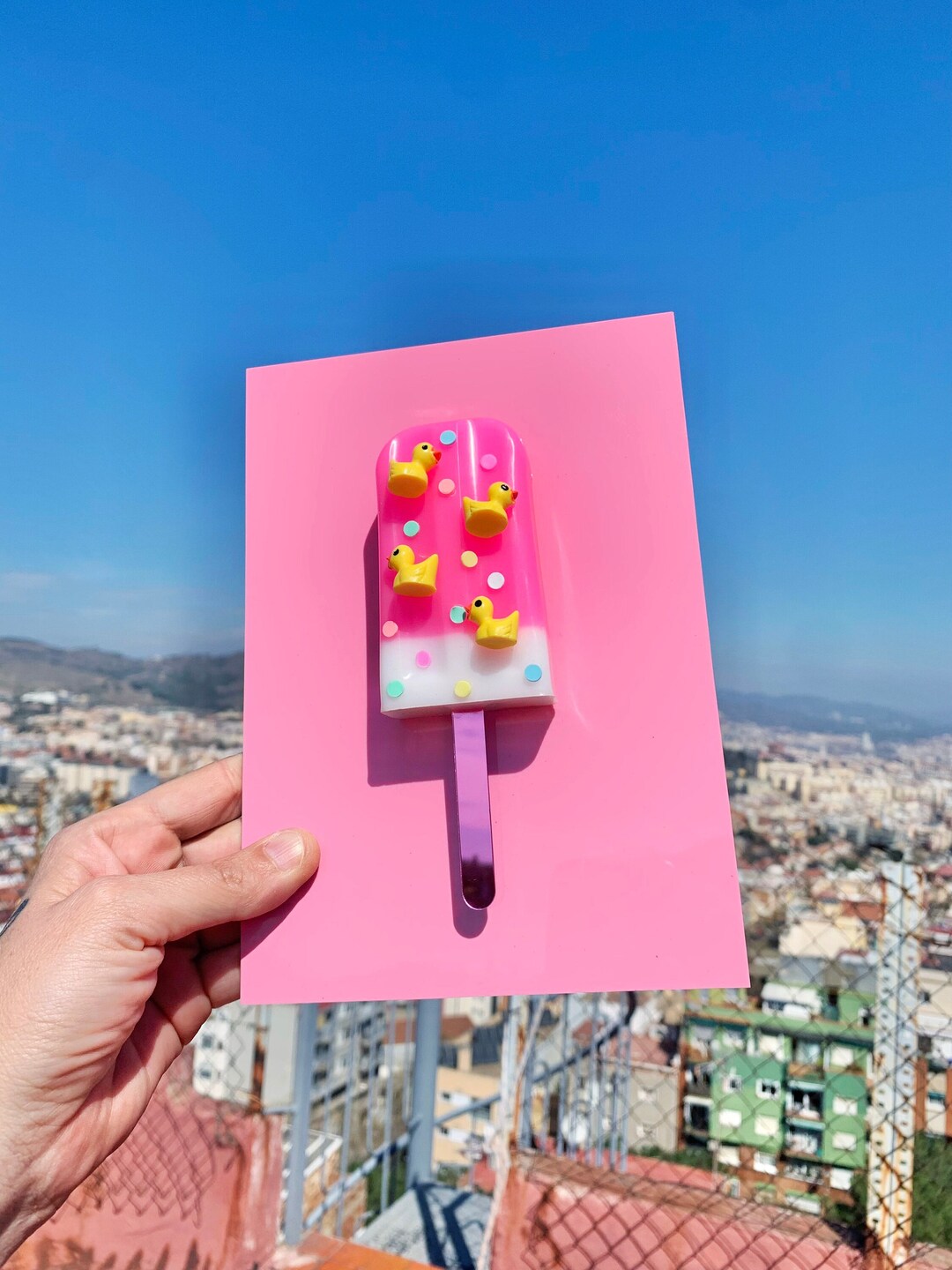 Pink Popsicle Wall Art With Sprinkles and Ducks - Candy Pop Art ...