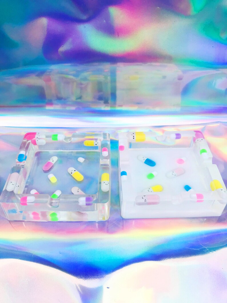 Custom Resin Ashtray With Encapsulated Colored Tablets | Etsy