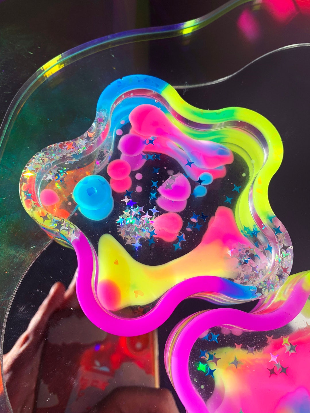 Colorful Resin Coaster Set, Fun Lava Lamp Coaster, Funky Neon Coaster ...