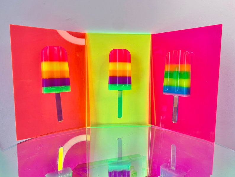 Popsicle Wall Art, Pop Art Sculpture, Colorful Resin Art, Neon Acrylic ...