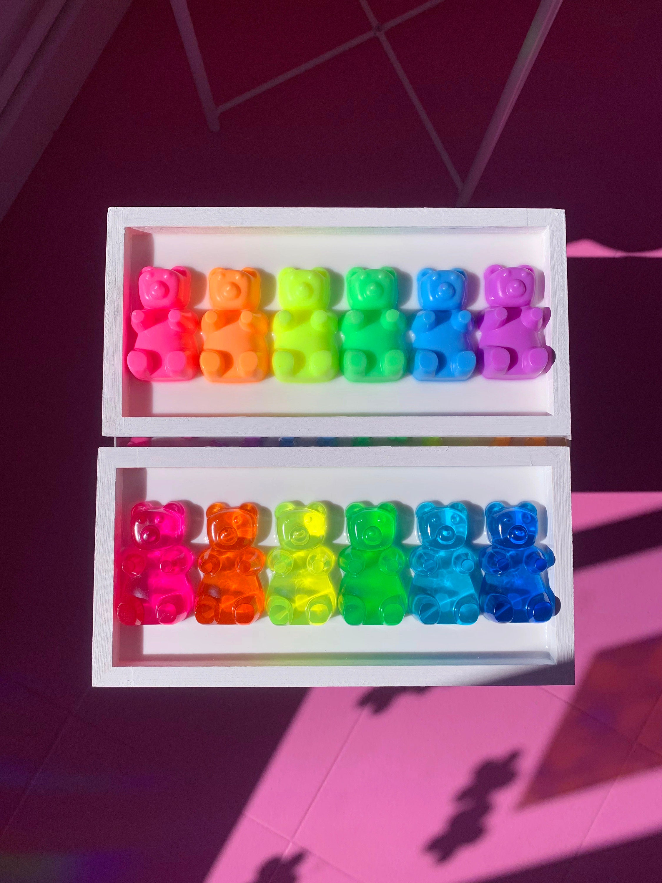 Rainbow Gummy Bear Wall Art - Resin Gummy Bears - Pop Art Sculpture ...
