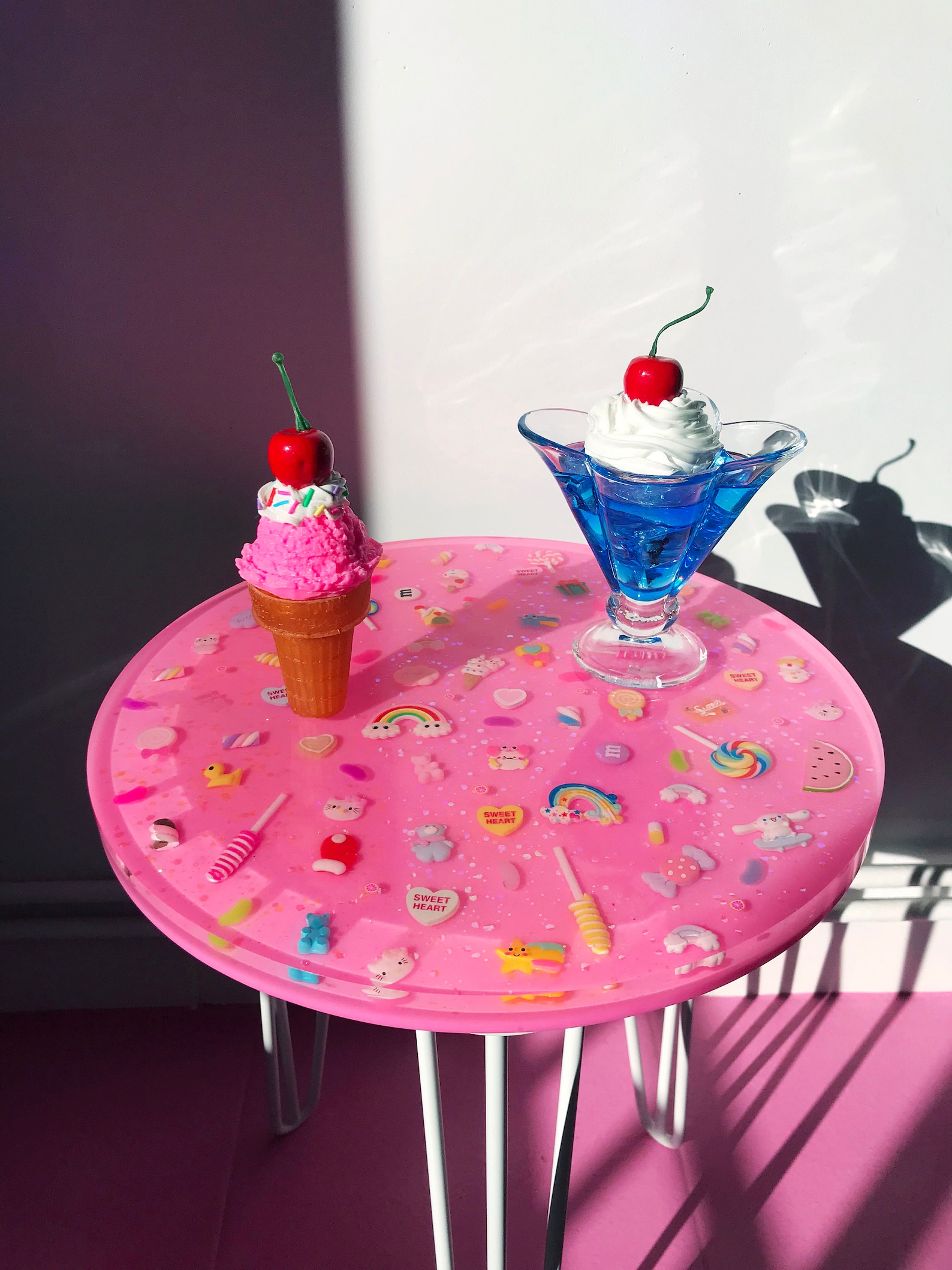 Resin Candy Table, Pink Coffee Table, Cute Kids Table, Funky Furniture ...