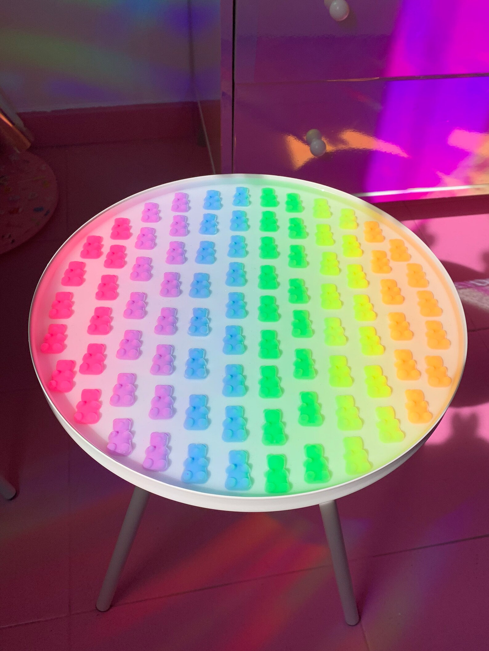 Rainbow Gummy Bear Table - Gummy Bear Resin Art - Funky Furniture ...