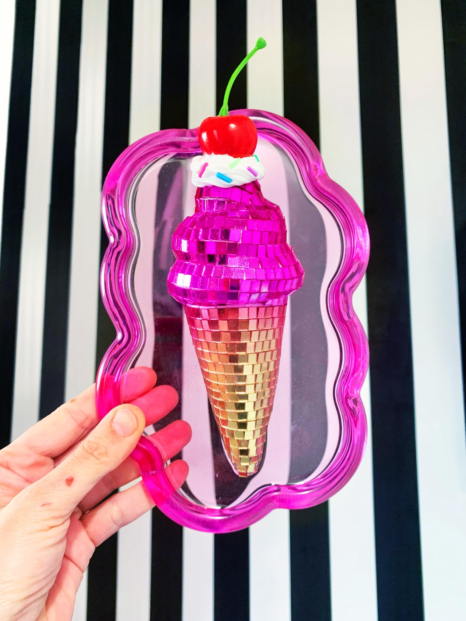 Disco Ice Cream, Disco Ball Sculpture, Mirror Ball Decor, 3D Resin Wall ...