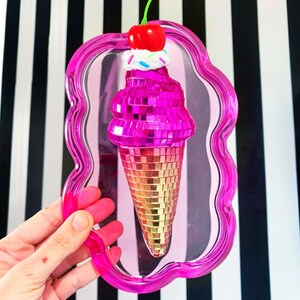 Disco Ice Cream, Disco Ball Sculpture, Mirror Ball Decor, 3D Resin Wall ...