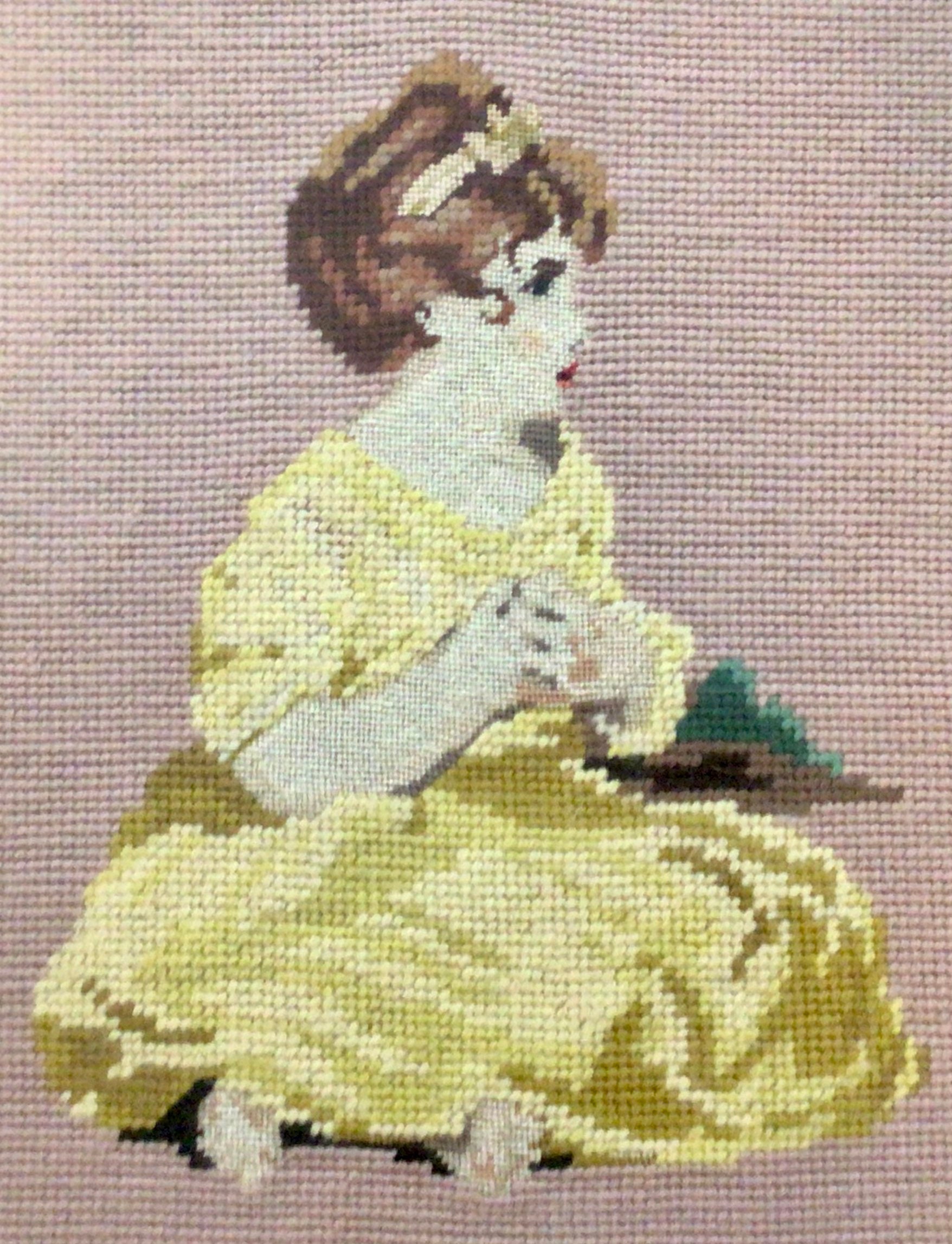 Vintage Needlepoint Art Girl and Boy | Etsy