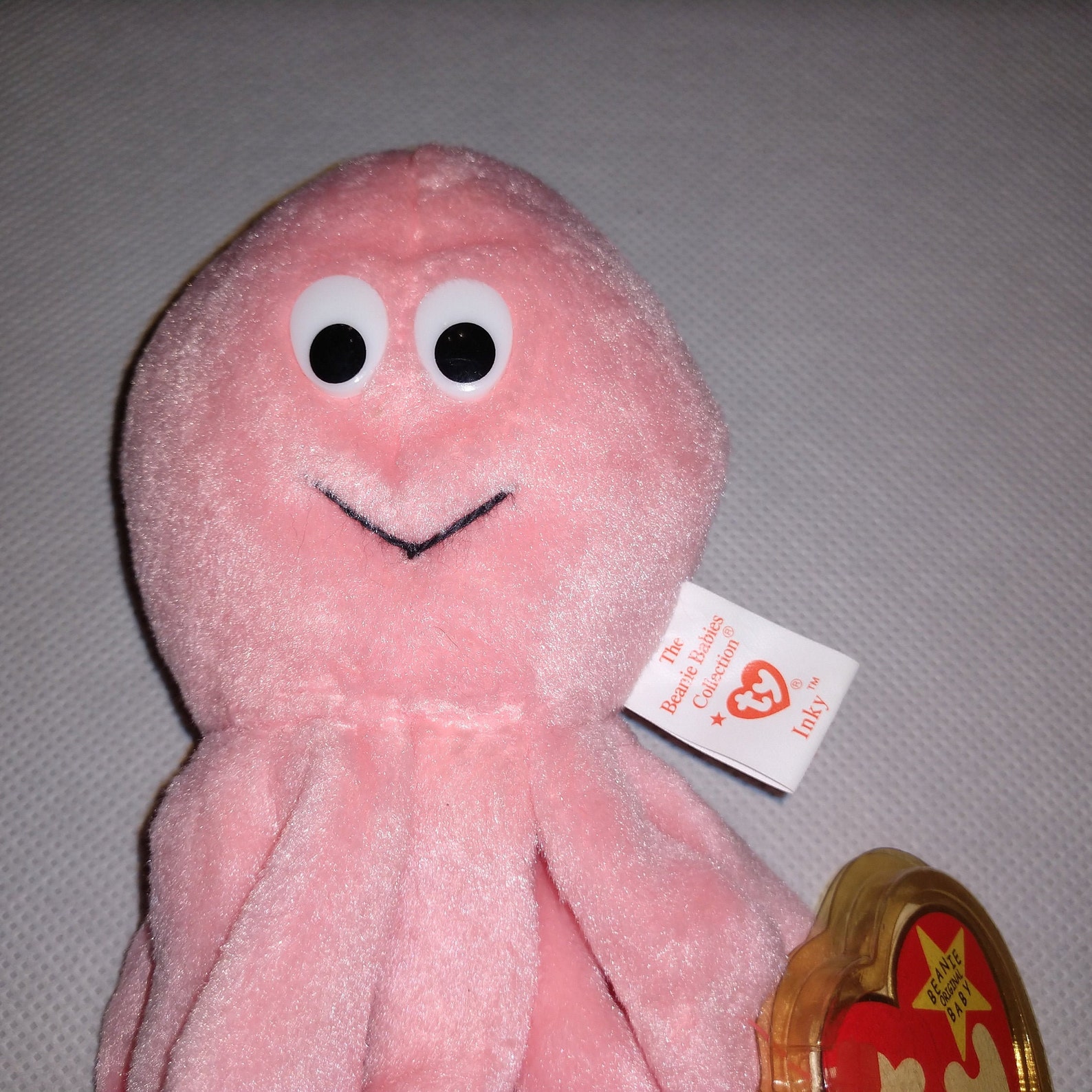 Inky the Pink Octopus ~ 1993 Ty Beanie Baby ! Brand New W/ Heart ...