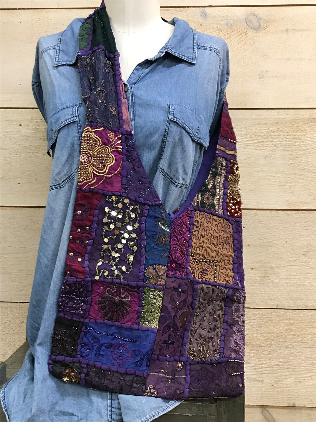 Purple Embroidered Decorative Purses From India/100% Cotton Interior ...