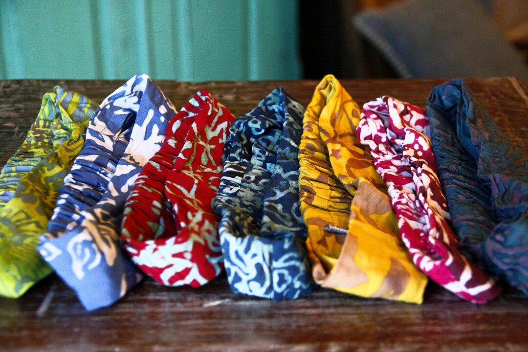 Pack of 5 Batik Headbands or Face Masks | Boho Hippie Yogi Elastic Hair ...
