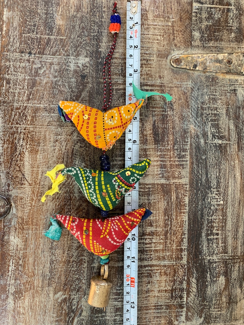 Large Set of Three Prosperity Hens – Handcrafted Hanging Talisman of ...