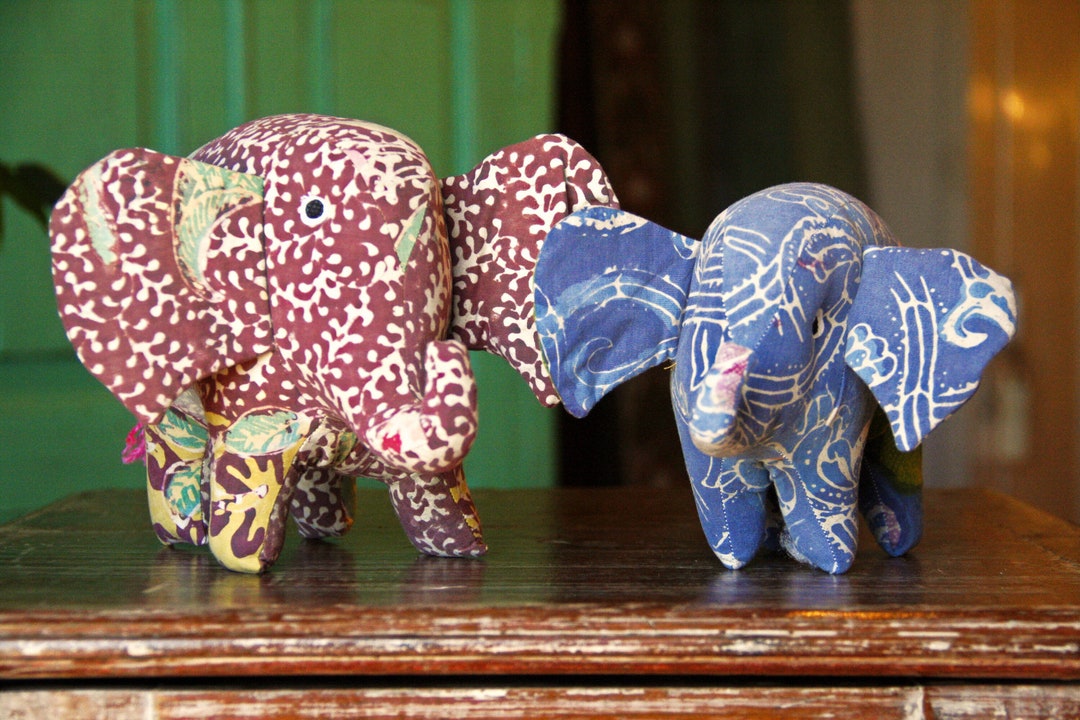 Batik Colorful Stuffed Elephant - Etsy