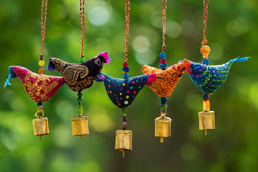 Single Large Handmade Prosperity Hen – Upcycled Fabric Bird With Beads ...