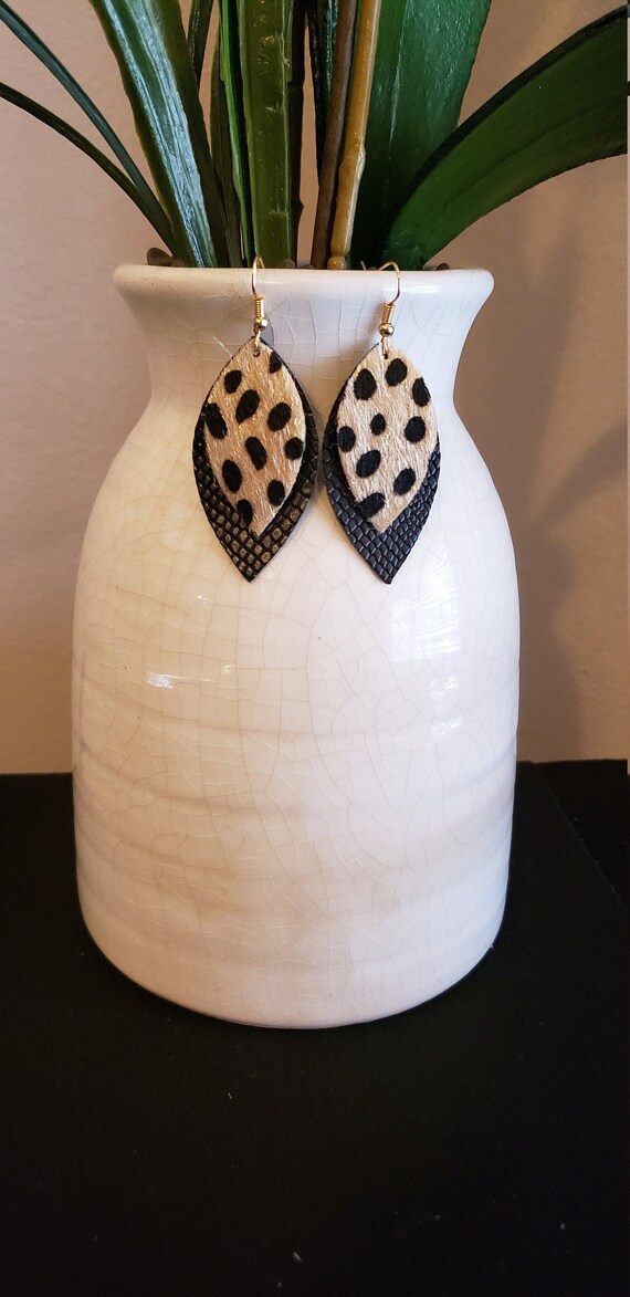 Cheetah Earrings Cheetah Faux Leather Earrings Cheetach | Etsy