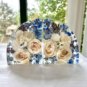 Custom Flower Bookends Resin Flower Preservation Preserved | Etsy