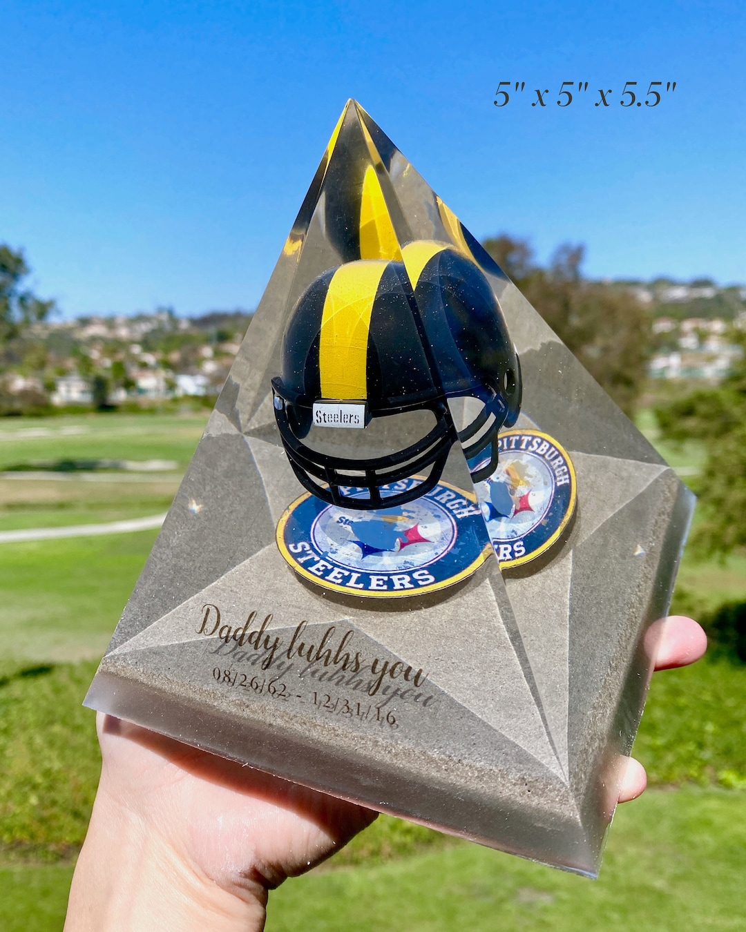 Custom Memorial Pyramid, Custom Cremation Ash Resin Pyramid, Cremation ...