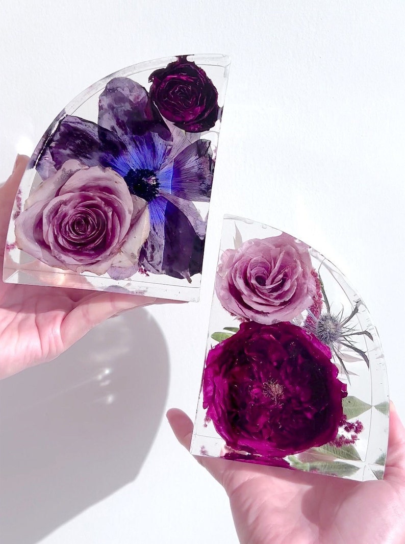 Custom Flower Bookends Resin Flower Preservation Preserved - Etsy