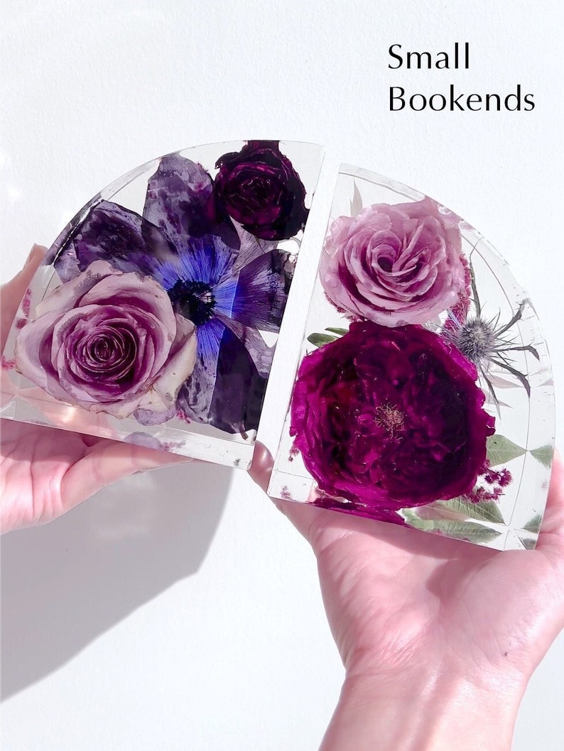 Custom Flower Bookends Resin Flower Preservation Preserved - Etsy