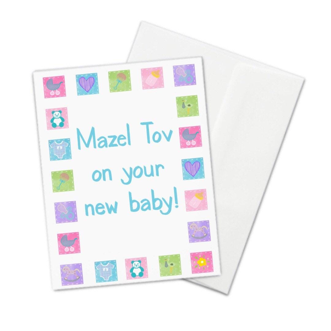Mazel Tov on the Birth of Your Baby, Jewish Baby Card, Jewish Baby Boy ...