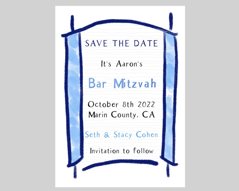 Save The Date Bar Mitzvah Digital Invitation Etsy