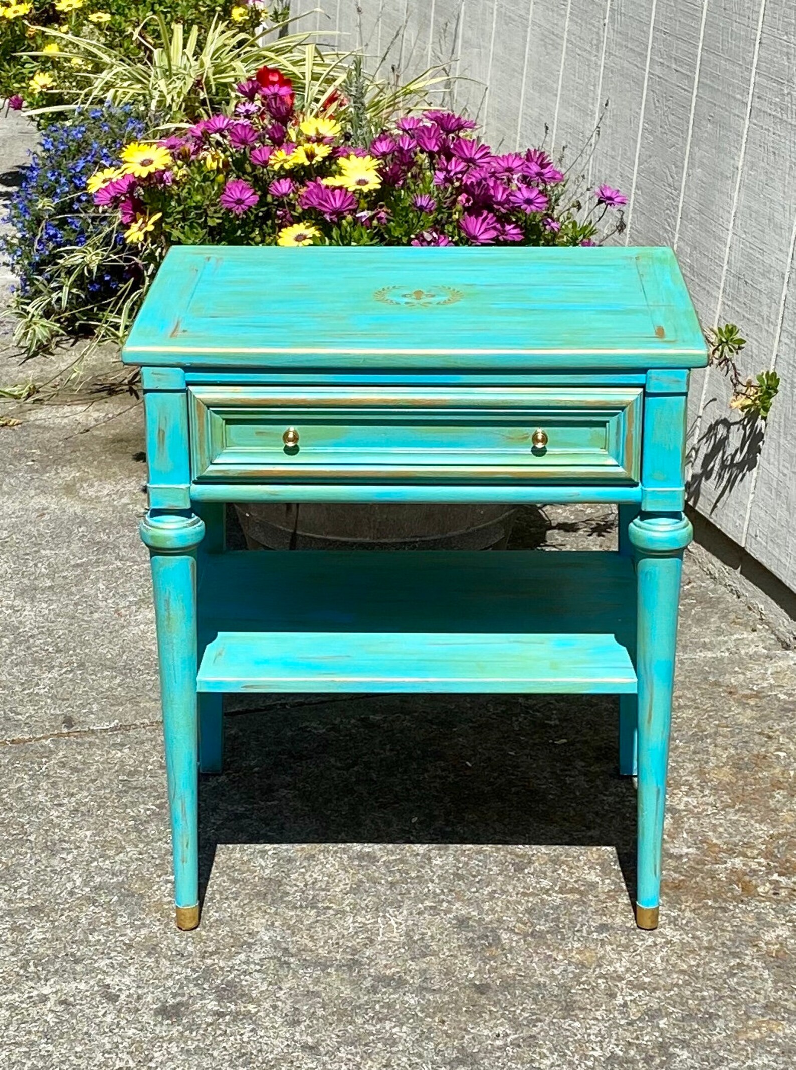 NOT 4 SALE! Antique Night Stand, Beach Lovers Furniture, Blue Green End ...