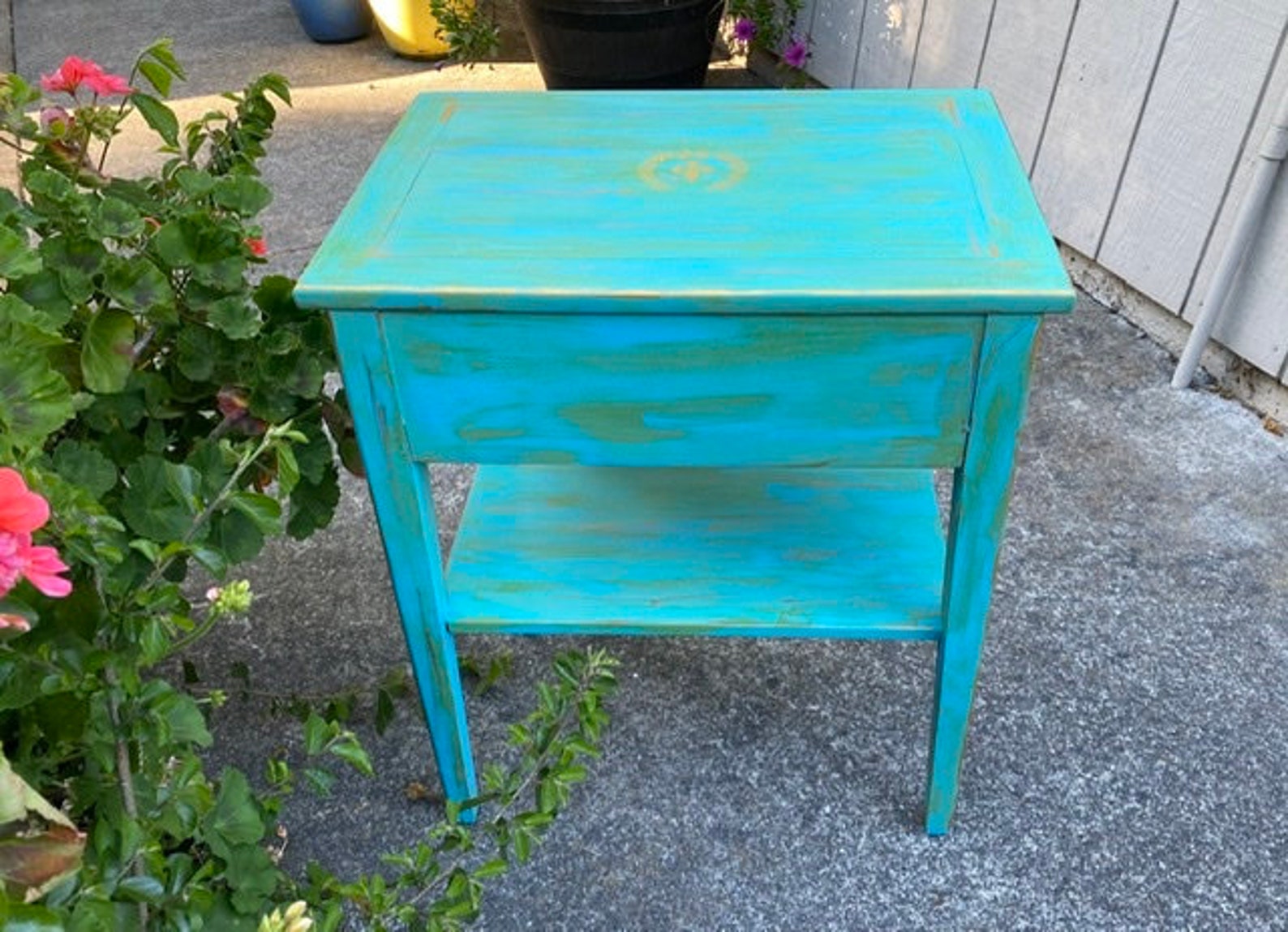 NOT 4 SALE! Antique Night Stand, Beach Lovers Furniture, Blue Green End ...