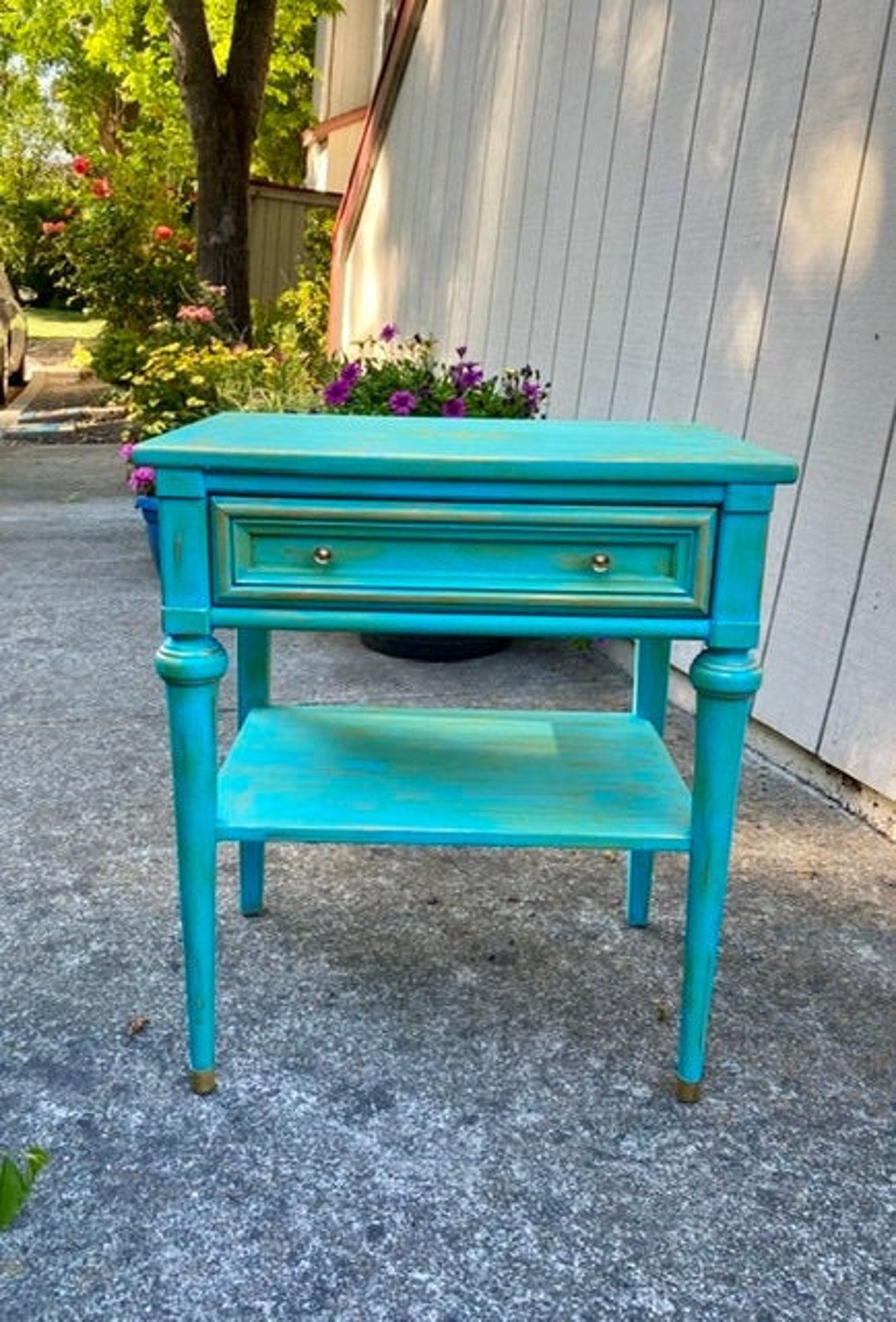 NOT 4 SALE! Antique Night Stand, Beach Lovers Furniture, Blue Green End ...