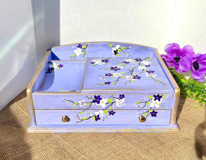 Jewelry Box, Original Hand Painting Cherry Blossom, Make-up Organizer ...