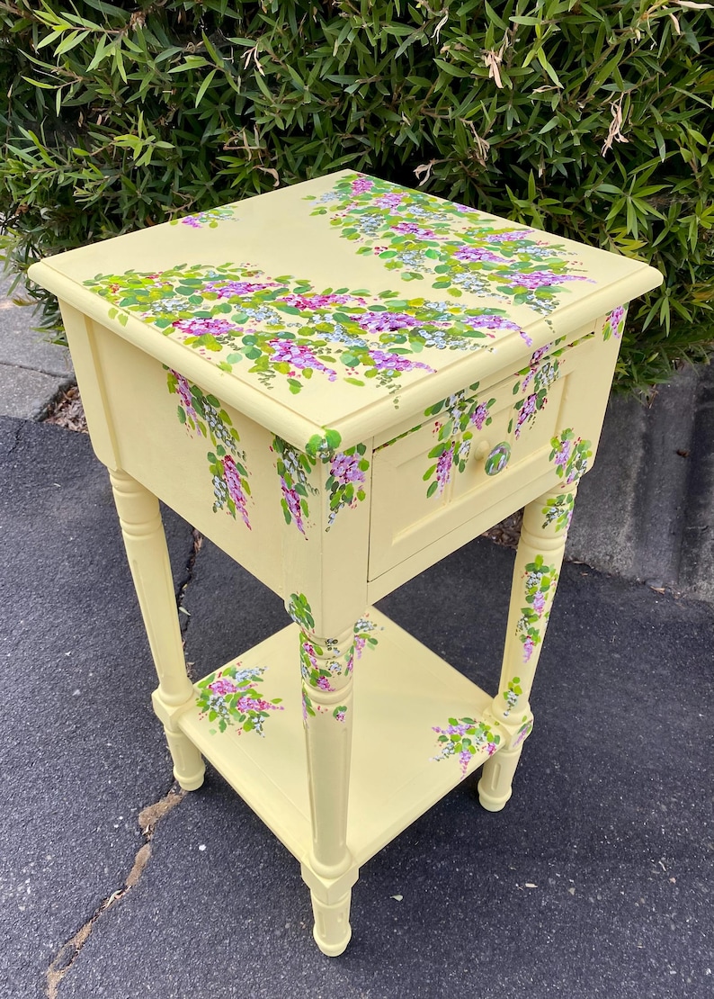 SOLD OUT! Unavailble!popular Yellow Night Stand With Lilac Florals ...