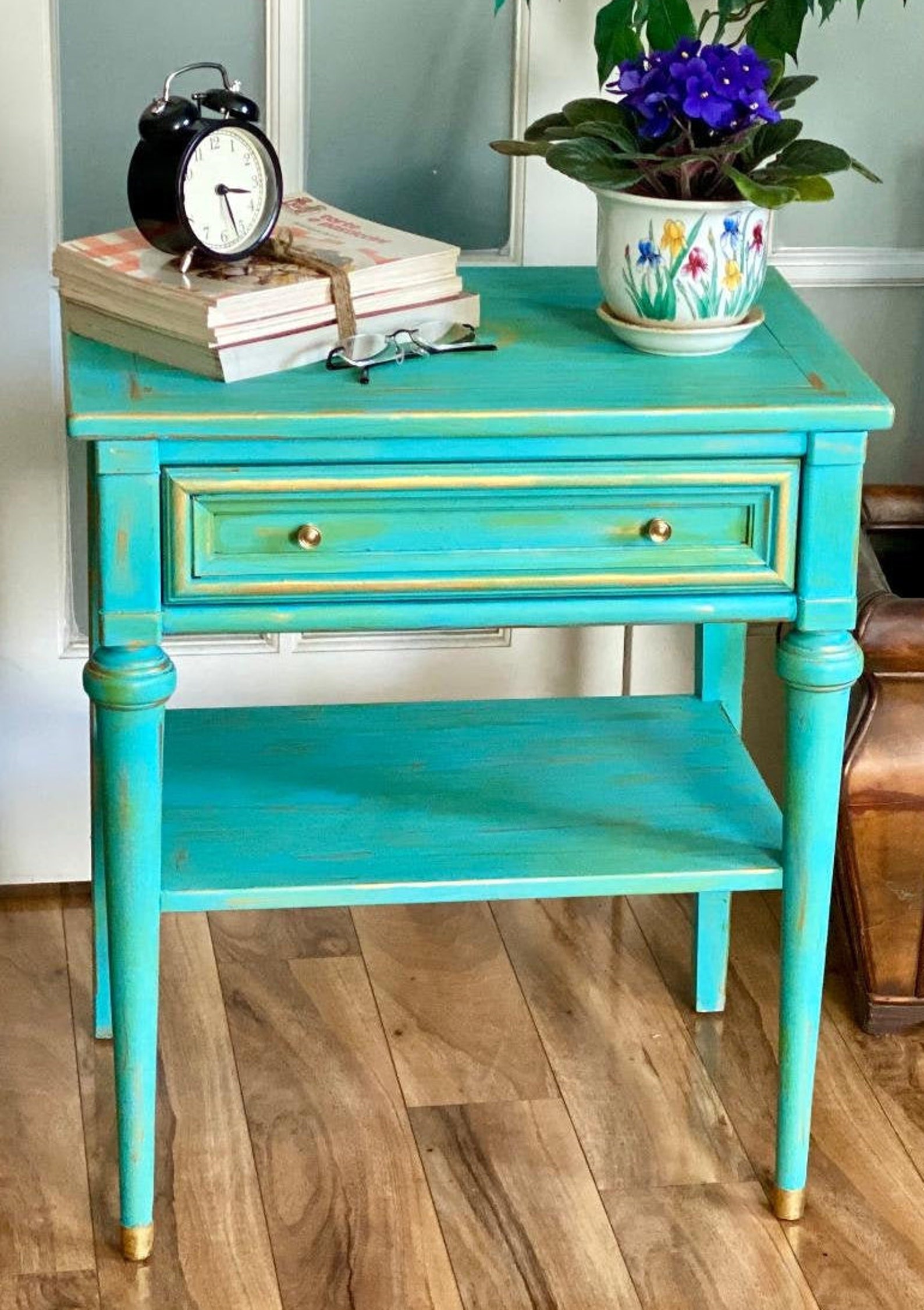 NOT 4 SALE! Antique Night Stand, Beach Lovers Furniture, Blue Green End ...