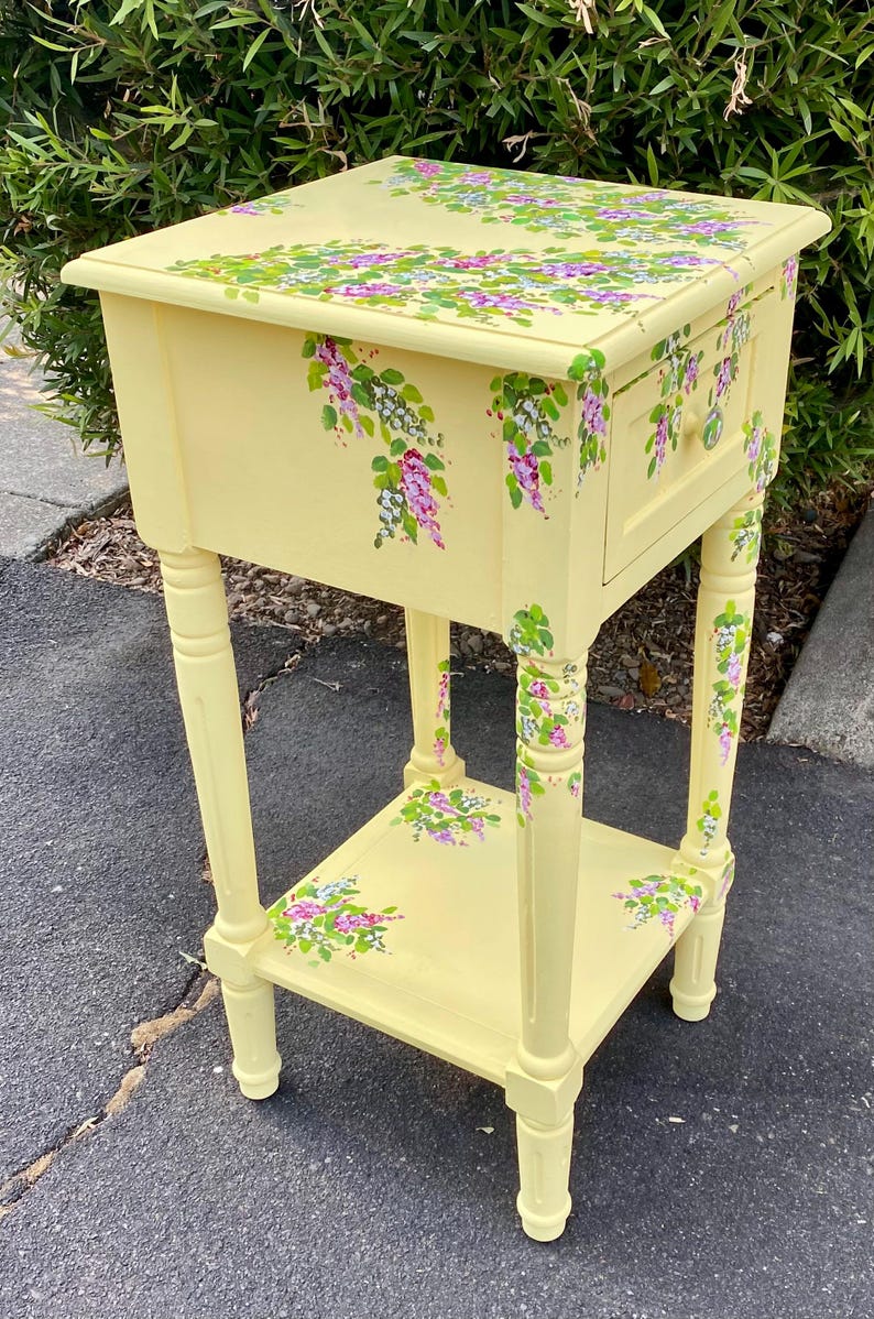 SOLD OUT! Unavailble!popular Yellow Night Stand With Lilac Florals ...