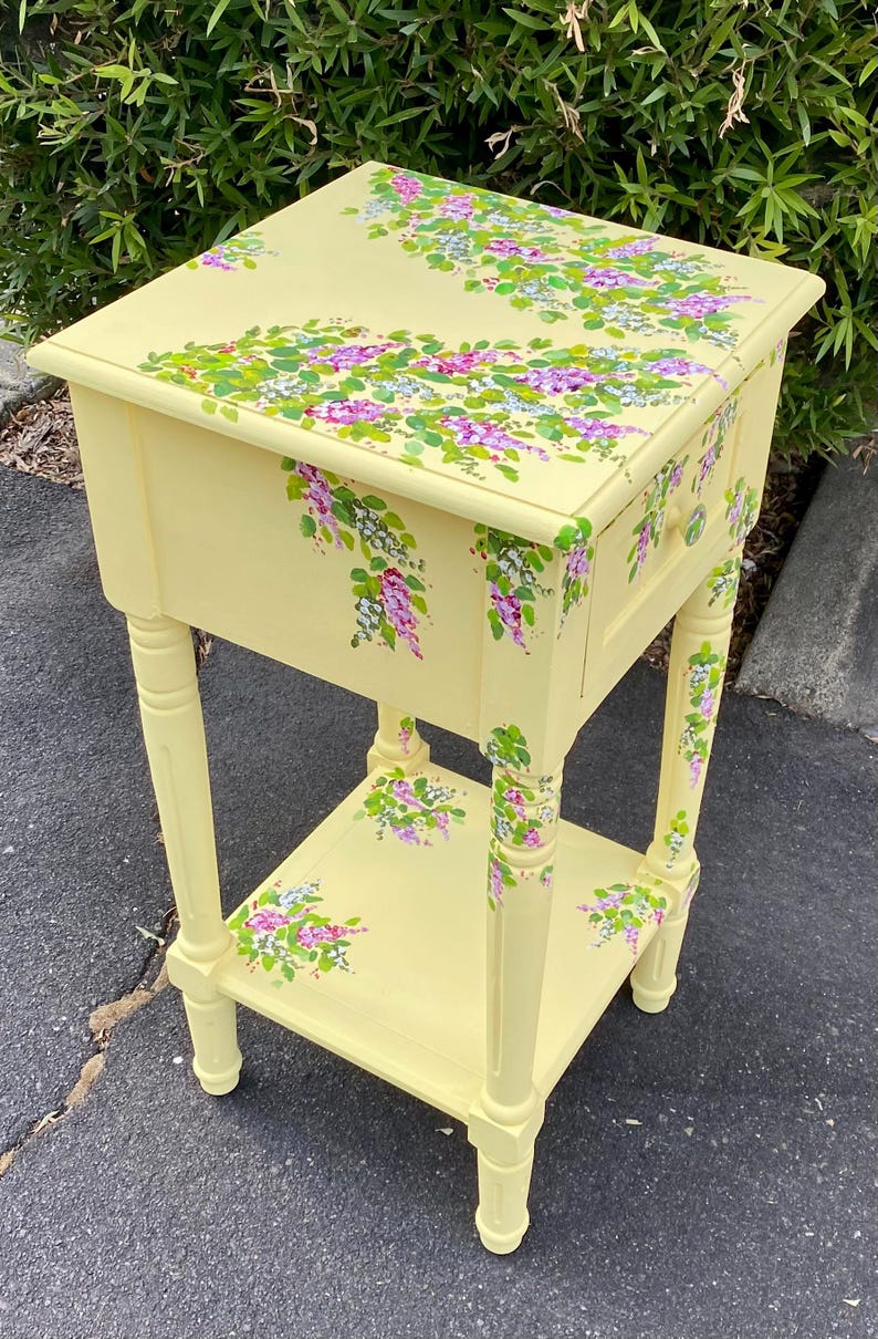 SOLD OUT! Unavailble!popular Yellow Night Stand With Lilac Florals ...
