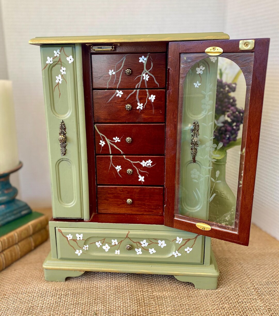 SOLD OUT! Unavailable! Jewelry Box, Orginal Hand Painted Blossoms on ...