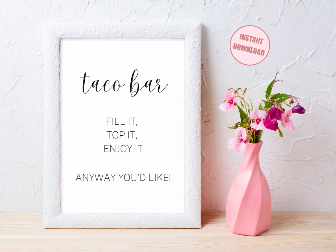 Taco Bar, Wedding Sign, Instant Download, Instant Print, Printable Sign ...