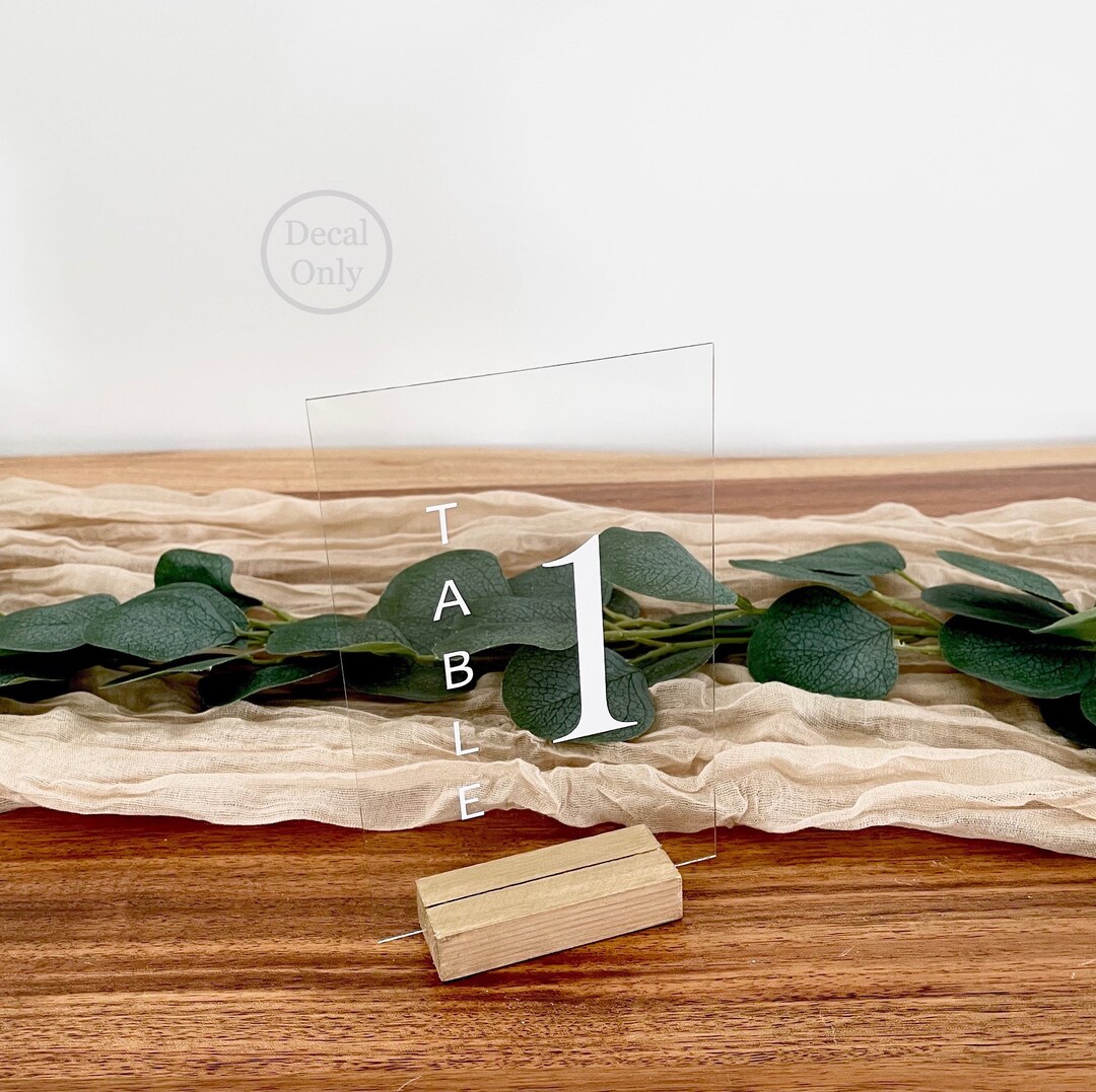 Table Number Decals, Wedding Table Number Decals, Vinyl Table Number ...