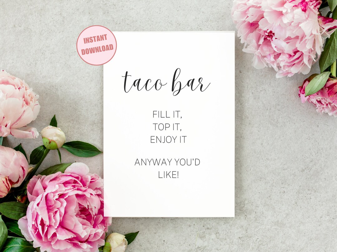 Taco Bar Wedding Sign Instant Download Instant Print - Etsy Canada