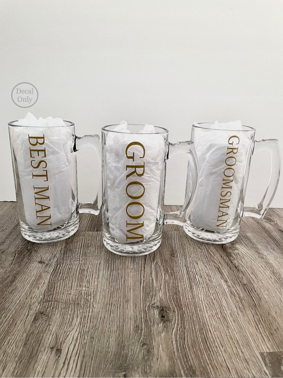 Wedding Glass Decal, Beer Mug Decal, Groom Decal, Groomsman Decal, Name ...