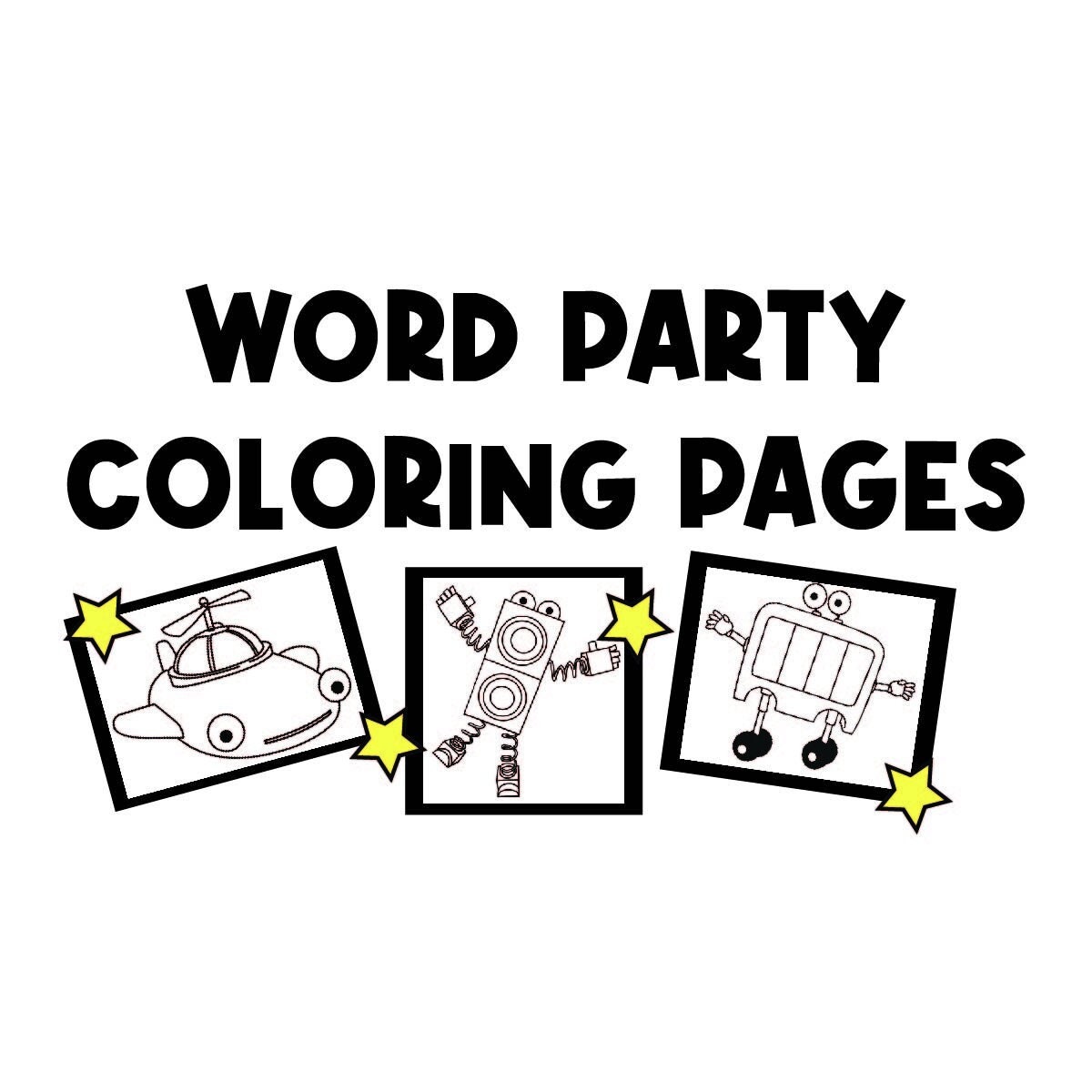 Word Party Coloring Pages - Other Characters - Etsy