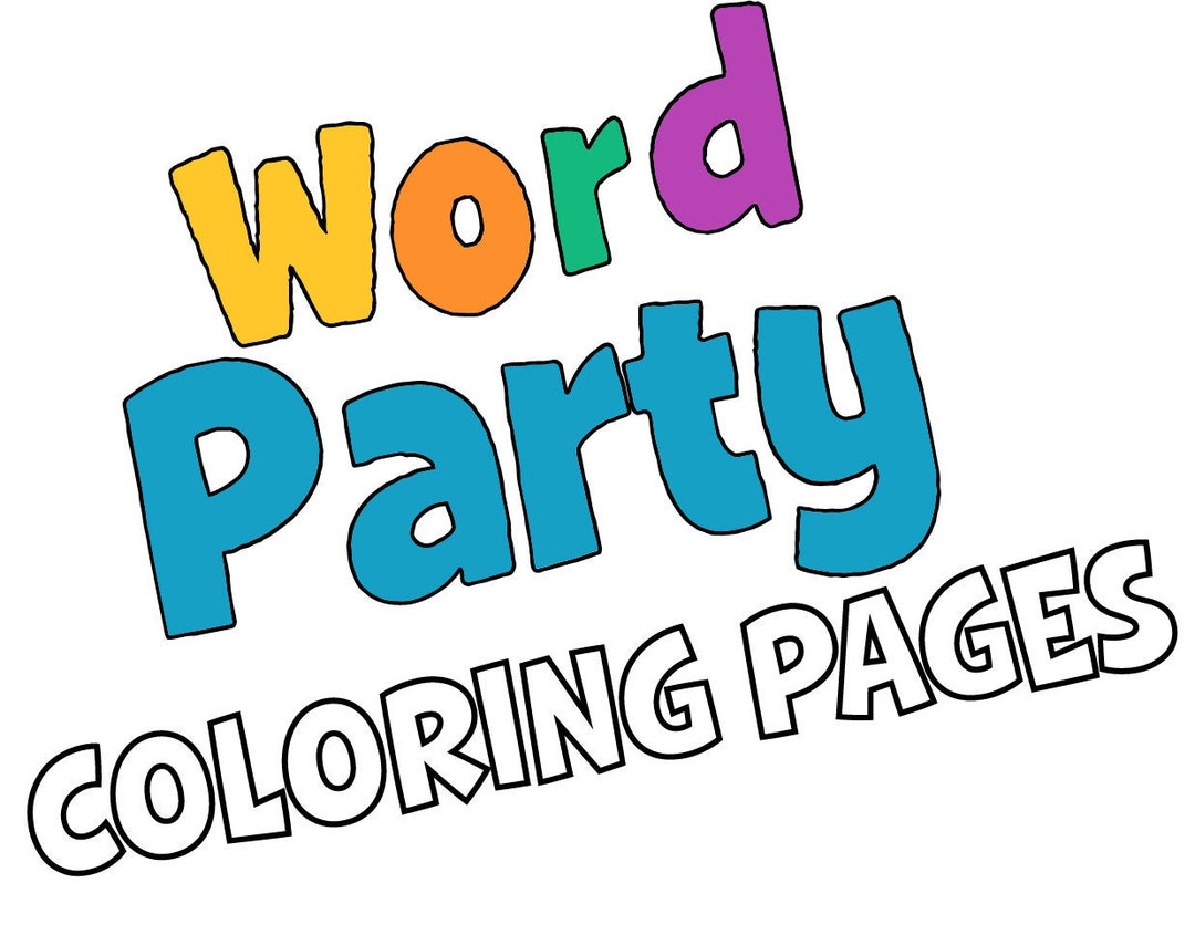 Word Party Coloring Pages - Etsy