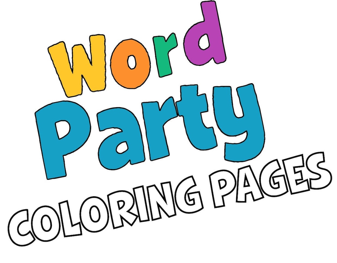 Word Party Coloring Pages - Etsy