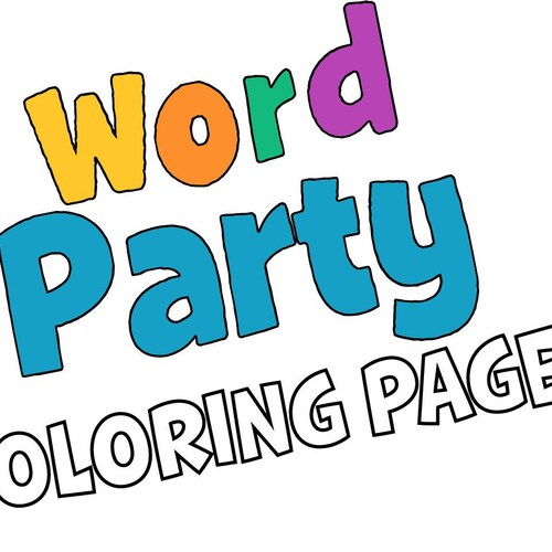 Word Party Coloring Pages - Etsy