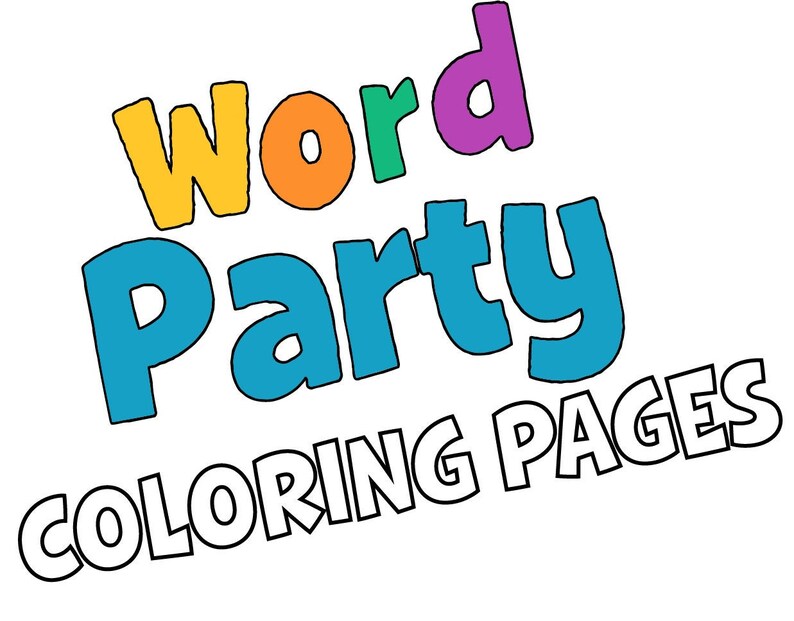 Word Party Coloring Pages - Etsy