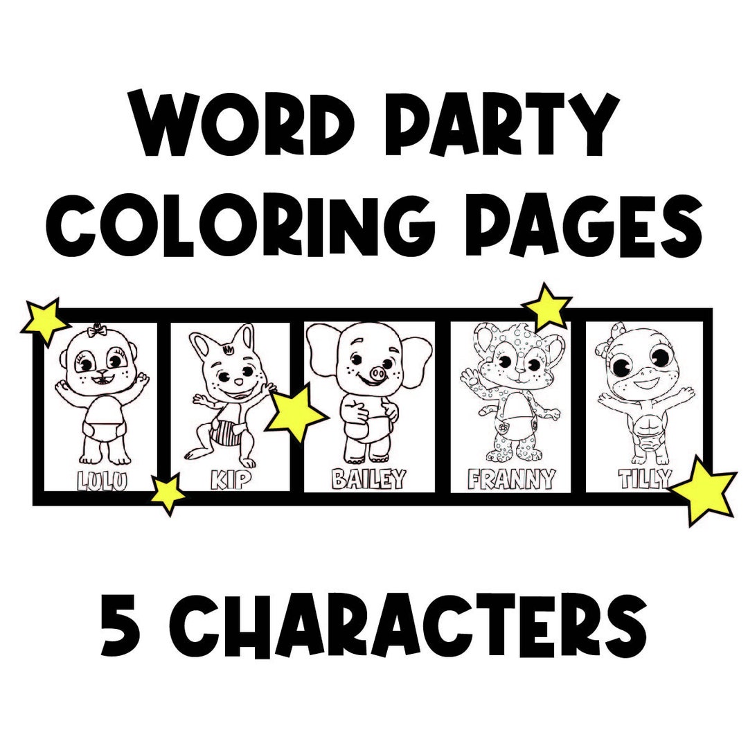 Word Party Coloring Pages Etsy word-party-coloring-pages-etsy