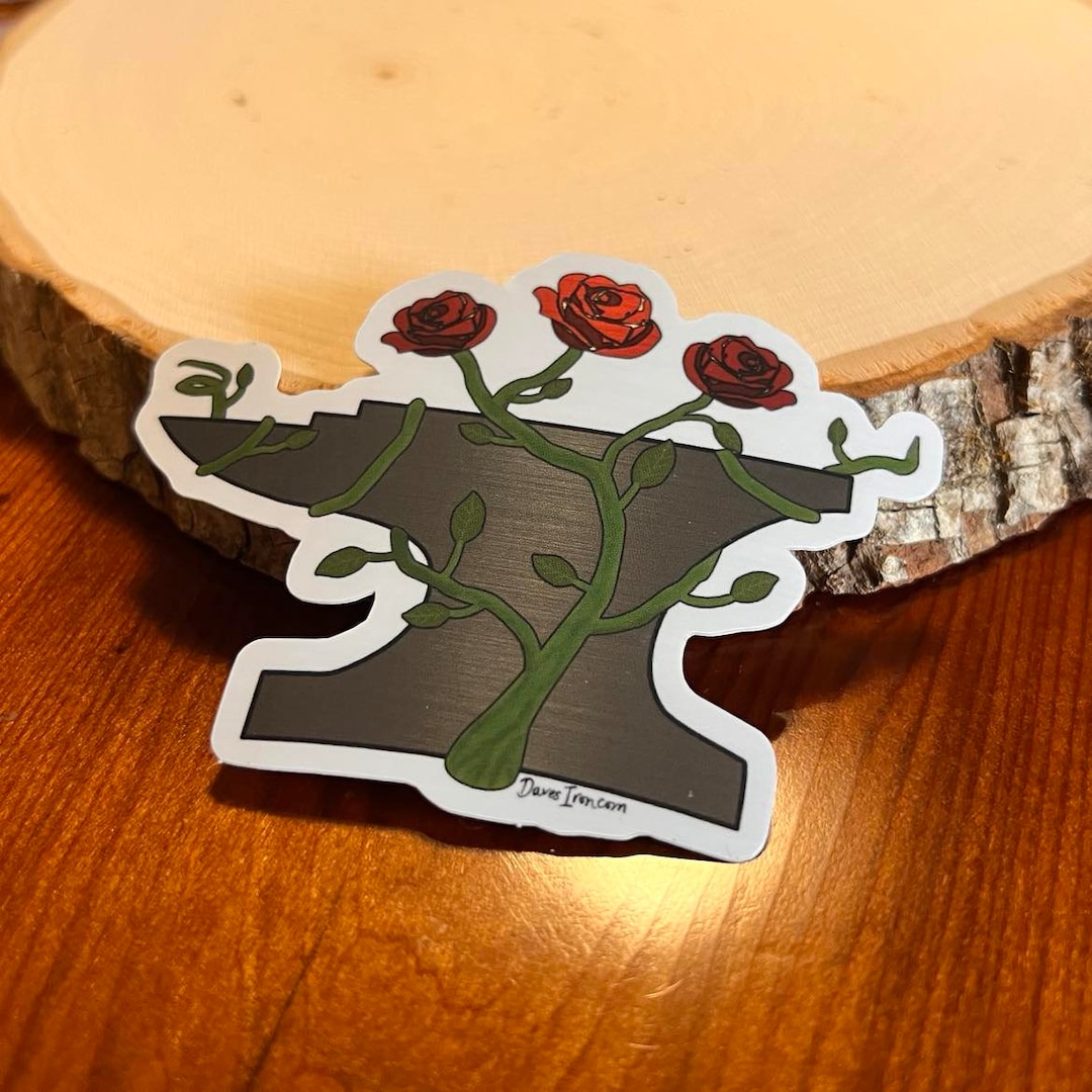 Anvil & Roses Blacksmithing Sticker, Blacksmith Sticker, Water ...