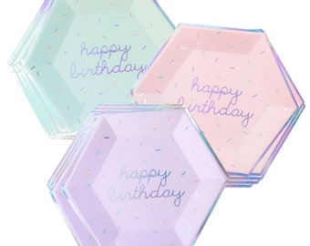 Pastel Happy Birthday Plates - Etsy