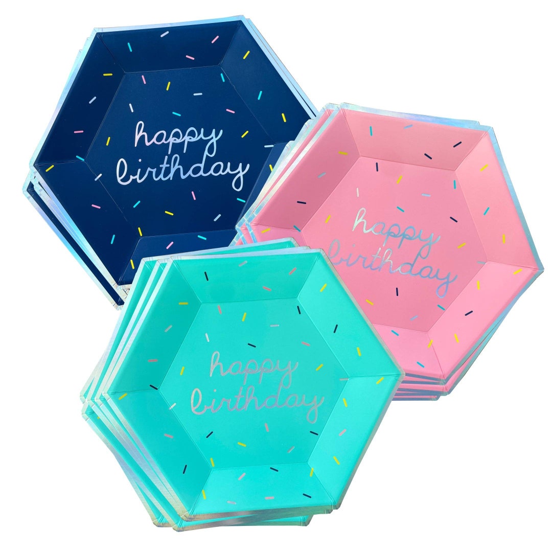 SPRINKLES - HEXAGON - BRIGHT - Large Paper Plates (multi-color Pack, 18 ...