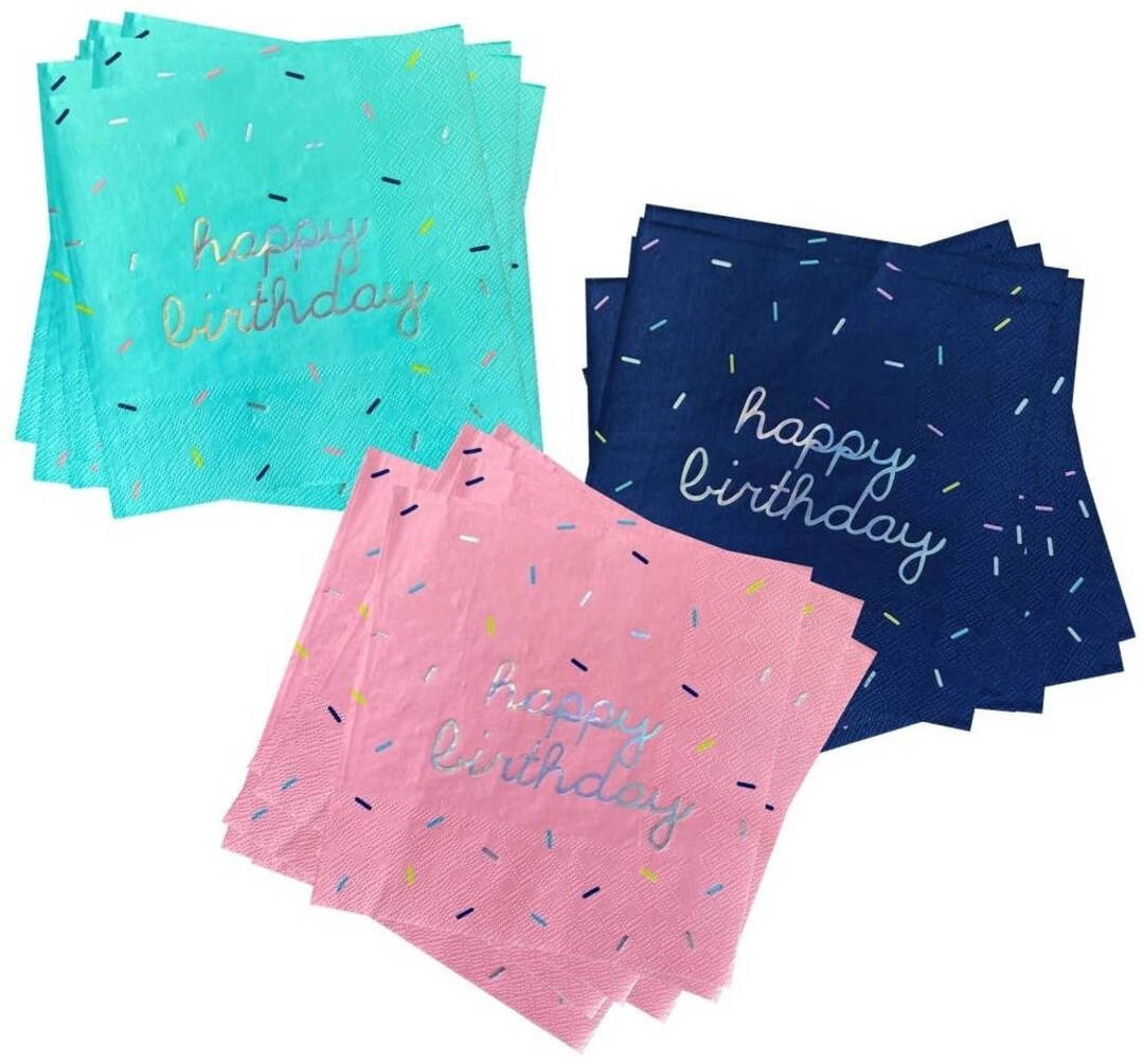 Sprinkles Birthday Napkins: Pastel Colors With Holographic Foil (24 ...