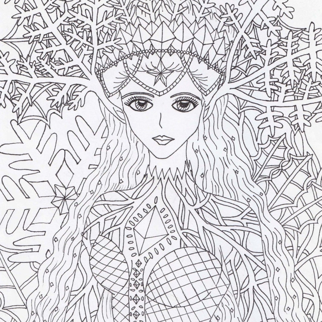 Snow Queen Coloring Page - Etsy
