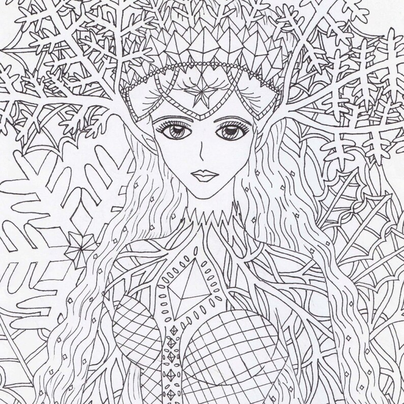 Snow Queen Coloring Page - Etsy