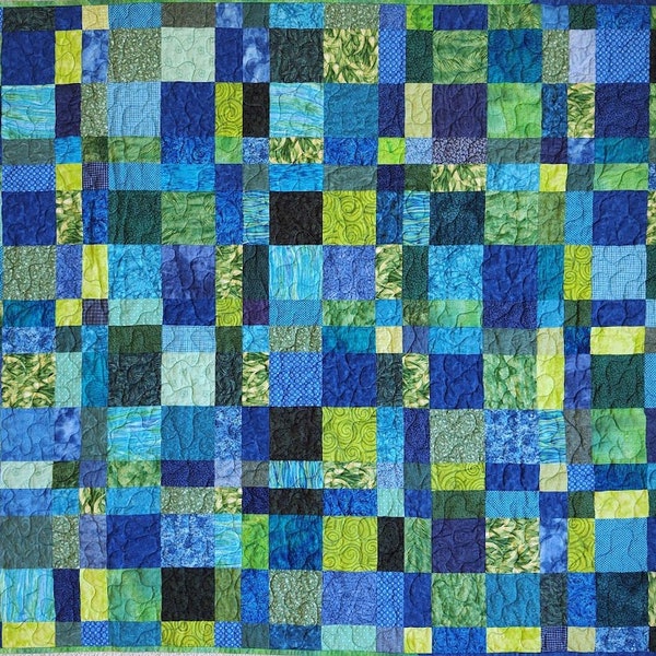 Blue and Green Quilt - Etsy